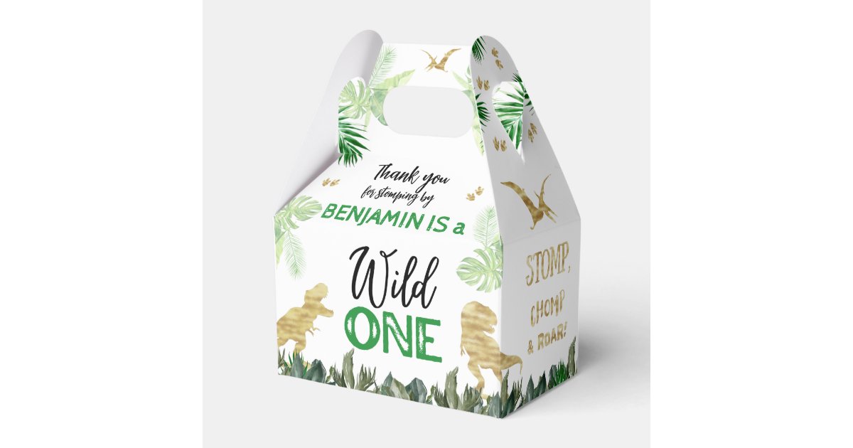 Dinosaurs First Birthday Party Wild One Favor Boxes | Zazzle