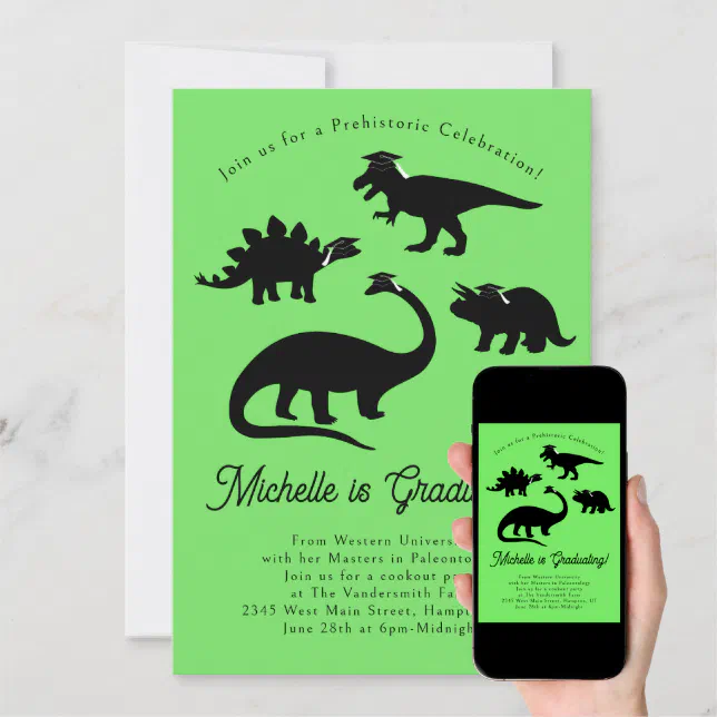 Dinosaurs Graduation Party Invitation | Zazzle