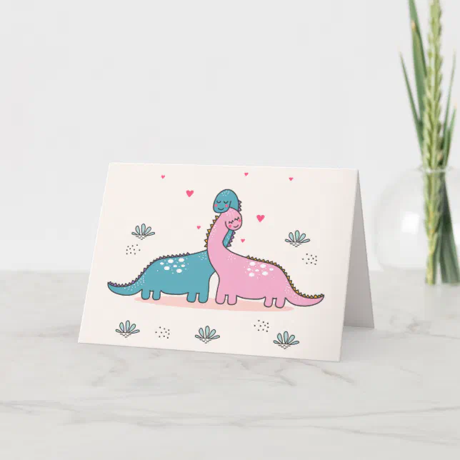 Dinosaurs in Love Valentines Day Holiday Card | Zazzle