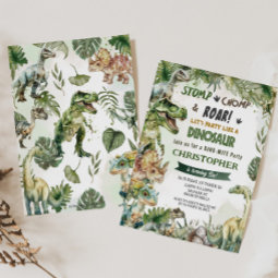 Dinosaurs Jurassic Birthday Party Stomp Chomp Roar Invitation | Zazzle