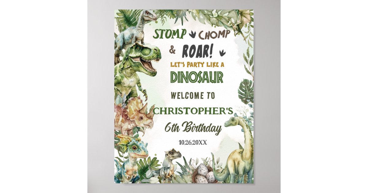 Dinosaurs Jurassic Birthday Party Welcome Sign | Zazzle