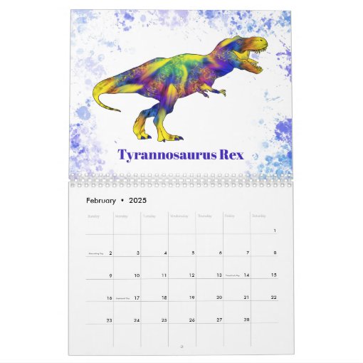 Dinosaurs personalized Colorful Kids Calendar | Zazzle