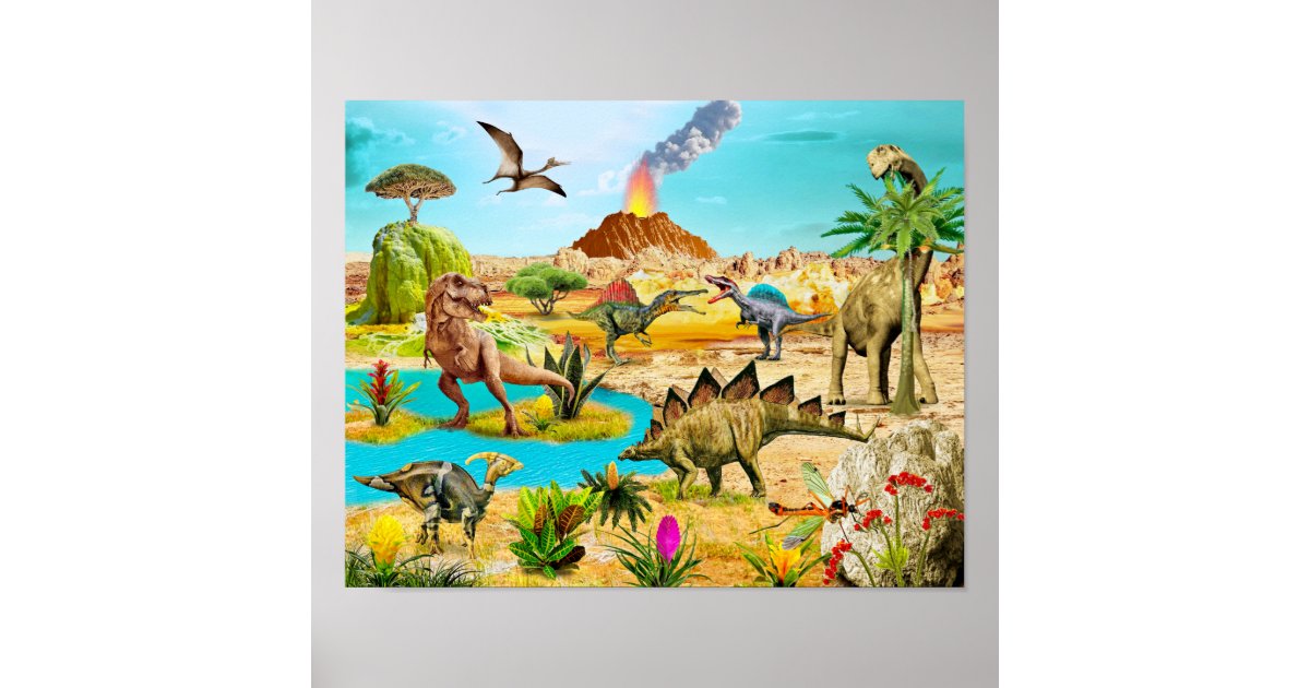 Dinosaurs poster dinosaur print T-rex | Zazzle