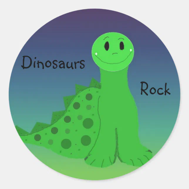 Dinosaurs Rock Classic Round Sticker | Zazzle