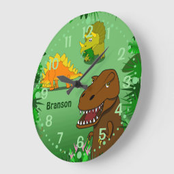Dinosaurs Wall Clock for Kids Personalized Name | Zazzle