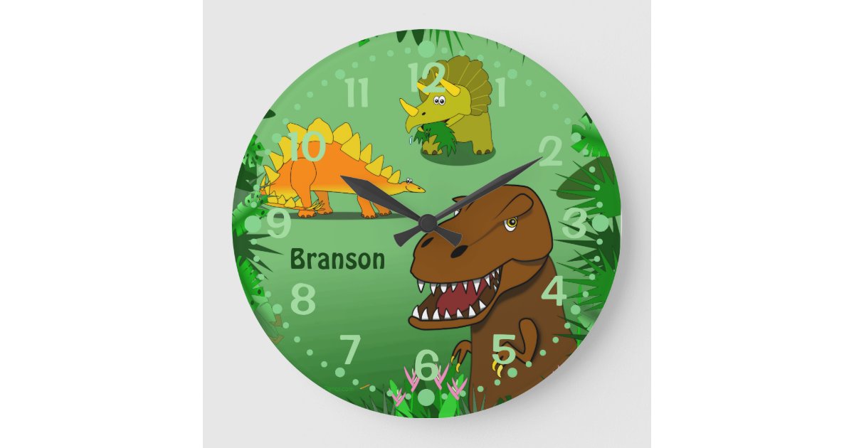 Dinosaurs Wall Clock for Kids Personalized Name | Zazzle
