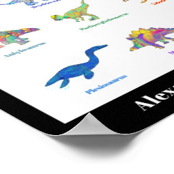 Dinosaurs with names colorful Educational Poster | Zazzle
