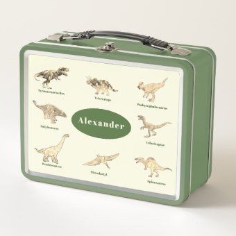 Dinosaurs with Names School Personalized Metal Lunch Box | Zazzle