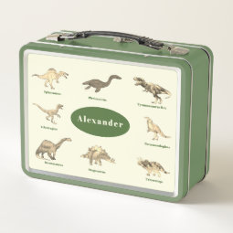 Dinosaurs with Names School Personalized Metal Lunch Box | Zazzle