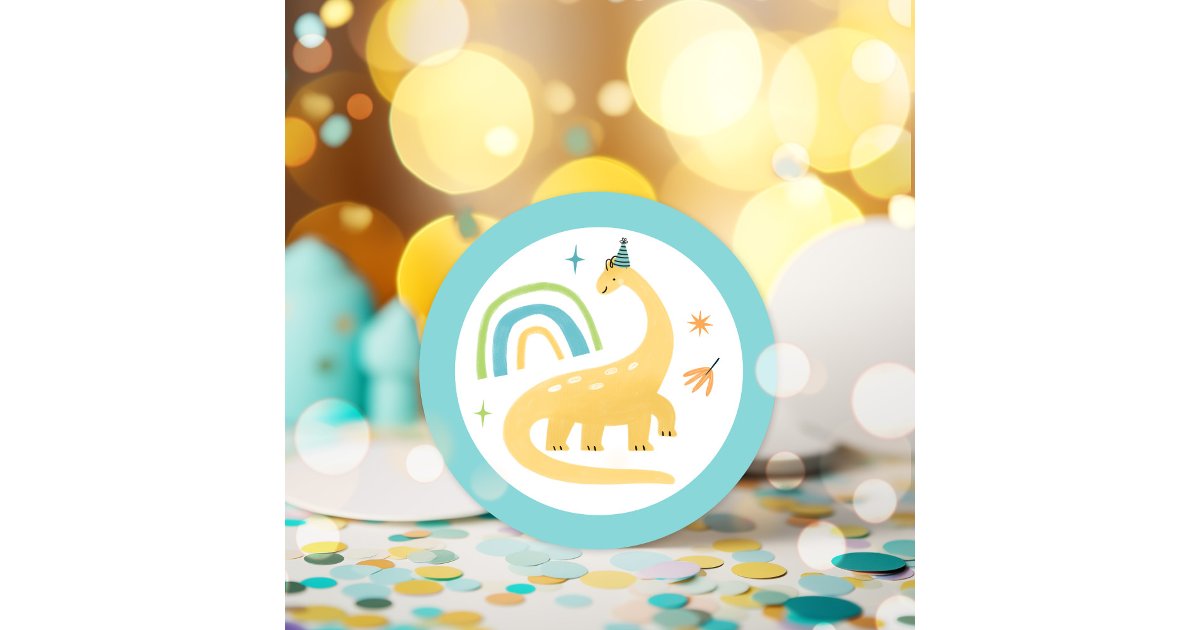 Diplodocus Dinosaur Birthday Party Favors Classic Round Sticker | Zazzle