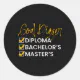 Diploma Bachelor Master'S Graduation Student Classic Round Sticker | Zazzle