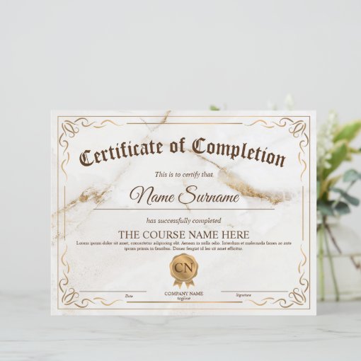 Diploma Certificate of Completion Award Course | Zazzle