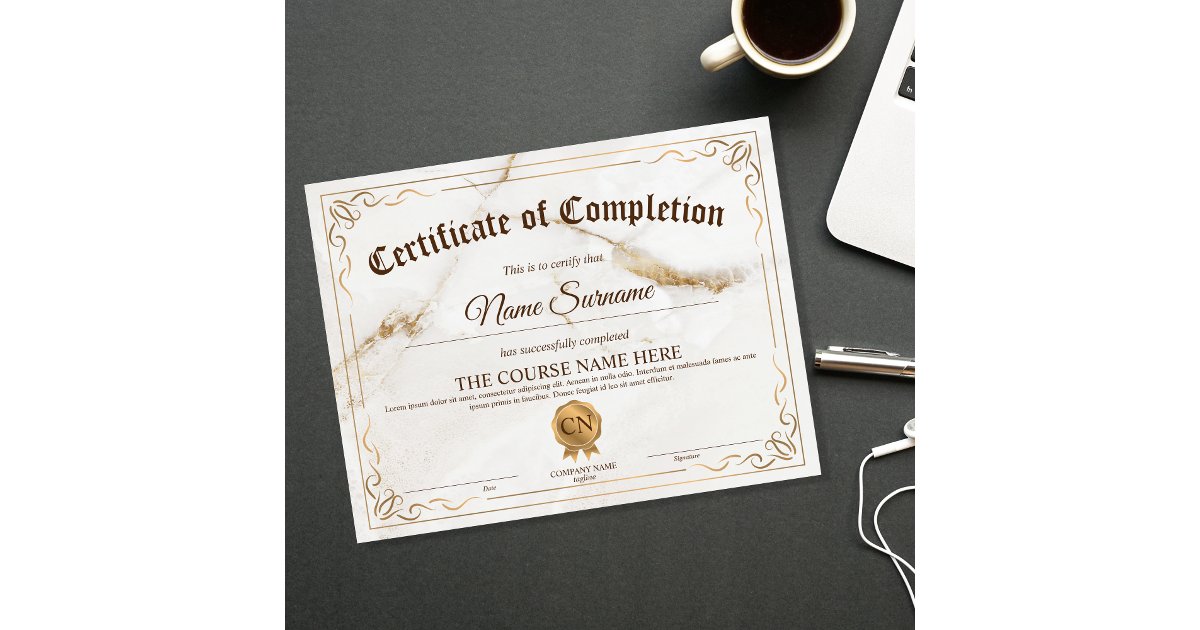 Diploma Certificate of Completion Award Course | Zazzle