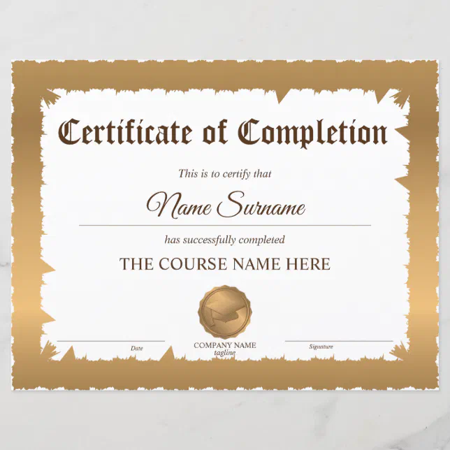 Diploma Certificate of Completion Award Course | Zazzle