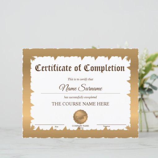 Diploma Certificate of Completion Award Course | Zazzle