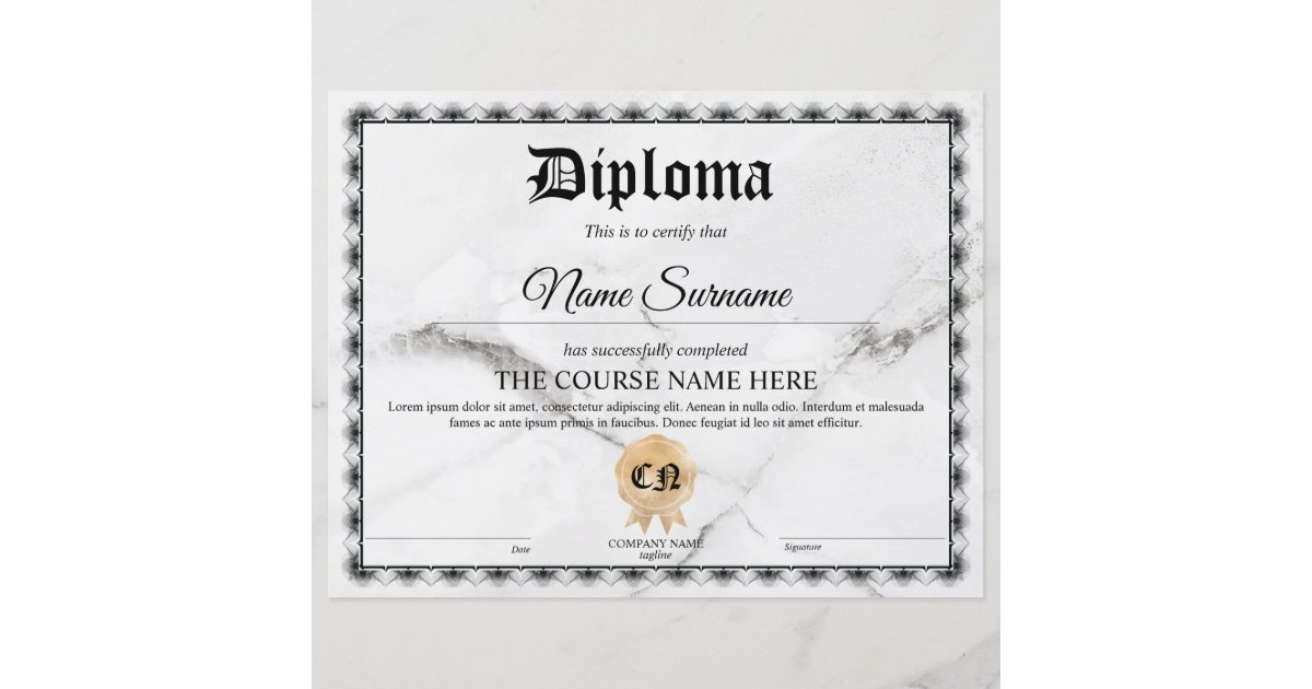 Diploma Certificate of Participation Award Course | Zazzle