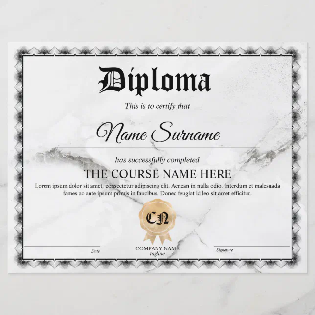 Diploma Certificate of Participation Award Course | Zazzle