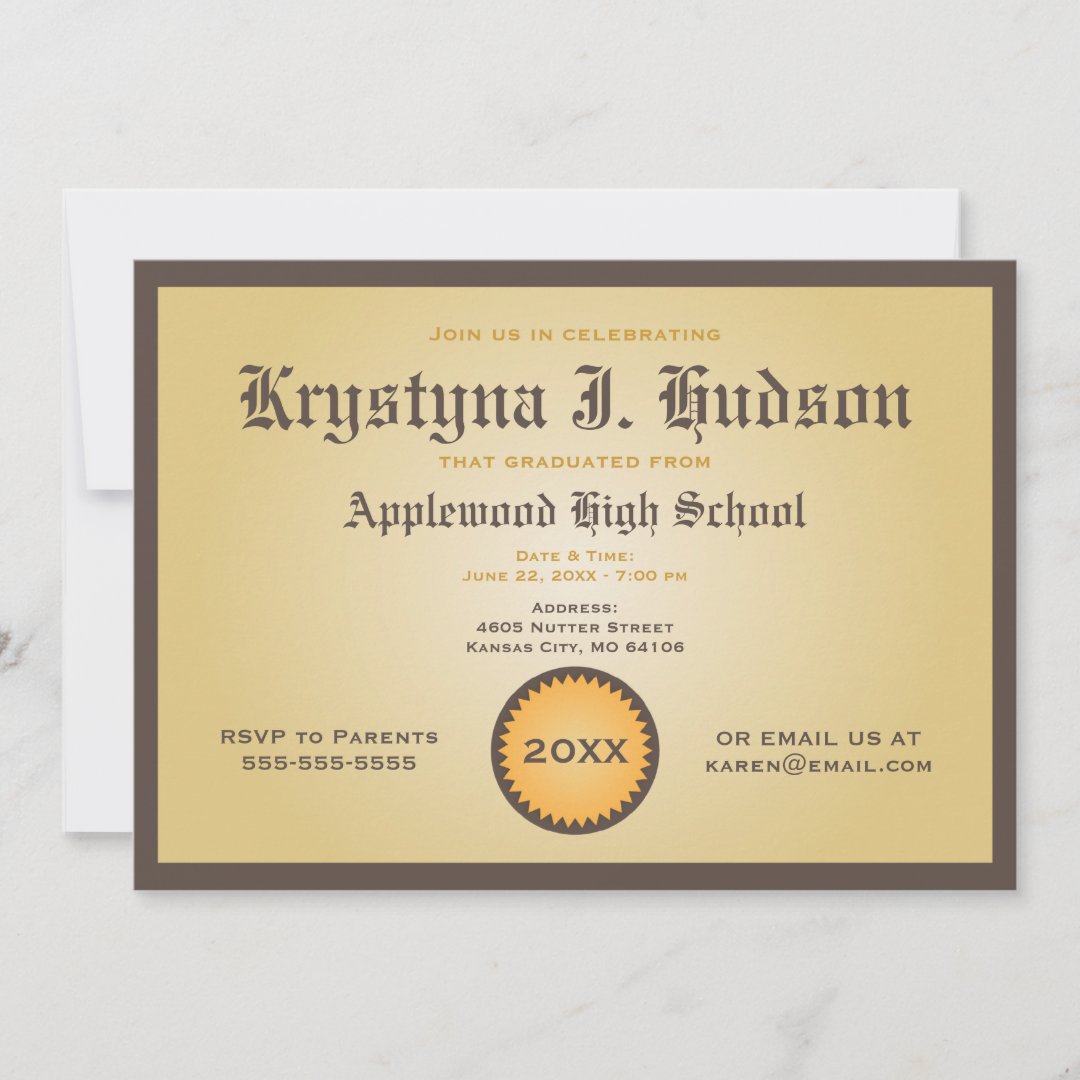 Diploma - Degree Graduation Party Invitation | Zazzle