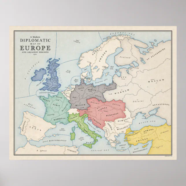 Diplomacy Map of Europe Poster | Zazzle