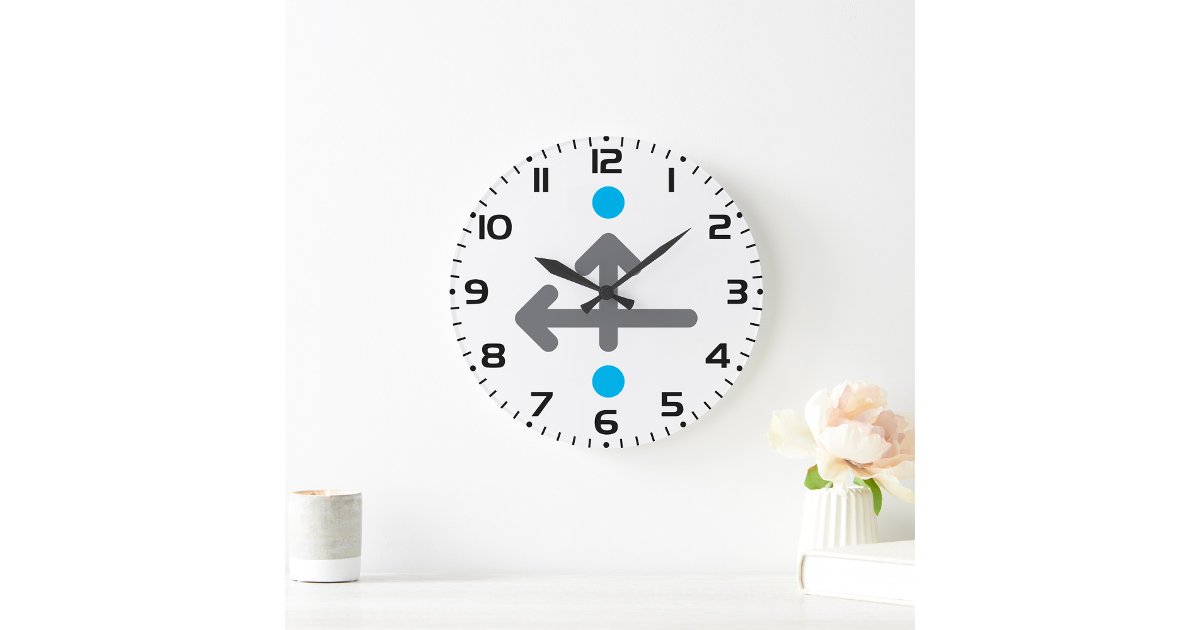 Directional Arrow Modern Minimalist Geometric Large Clock | Zazzle