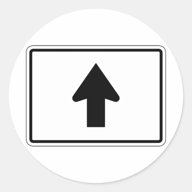 Directional Arrow Up, Traffic Sign, USA Classic Round Sticker | Zazzle