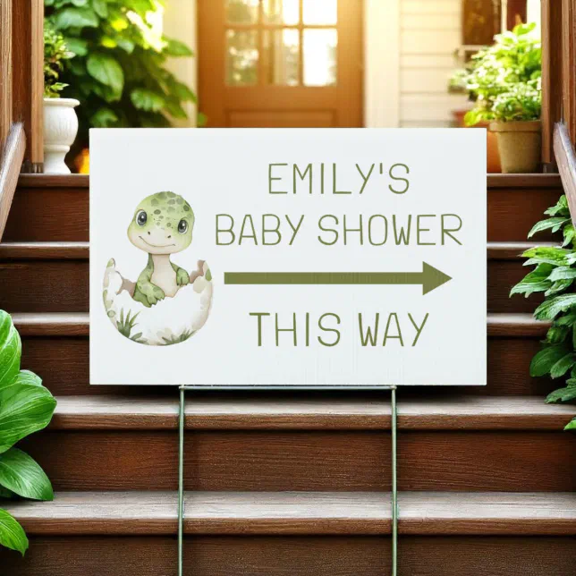 Directional Dinosaur Baby Shower Arrow Sign | Zazzle