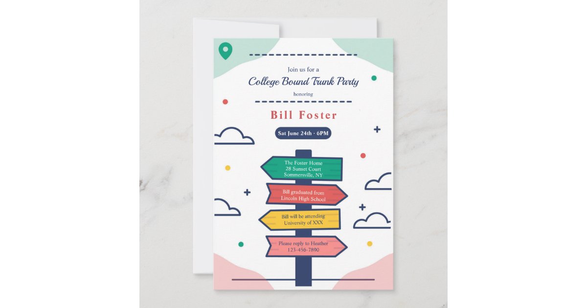 Directional Signpost College Bound Invitation | Zazzle