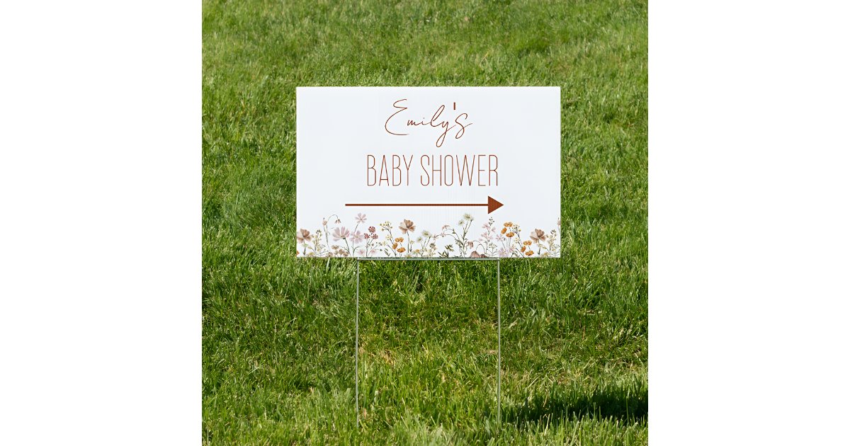 Directional Wildflower Baby Shower In Bloom Yard Sign | Zazzle