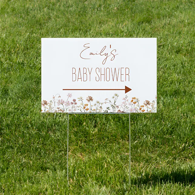 Directional Wildflower Baby Shower In Bloom Yard Sign | Zazzle