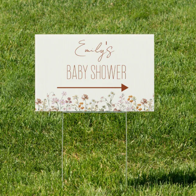 Directional Wildflower Baby Shower In Bloom Yard Sign | Zazzle