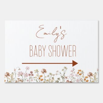 Directional Wildflower Baby Shower In Bloom Yard Sign | Zazzle