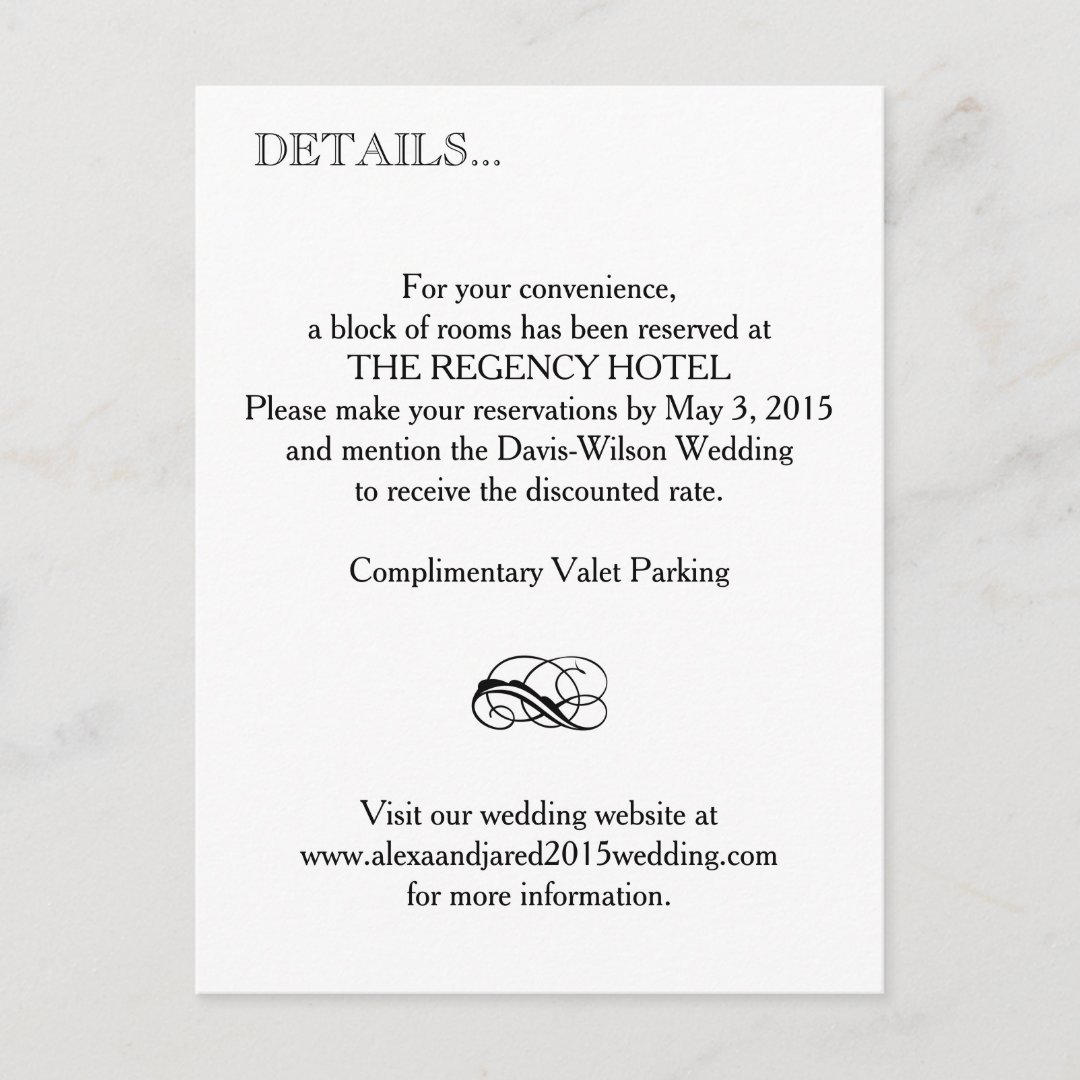 Directions and Details Insert Card | Zazzle