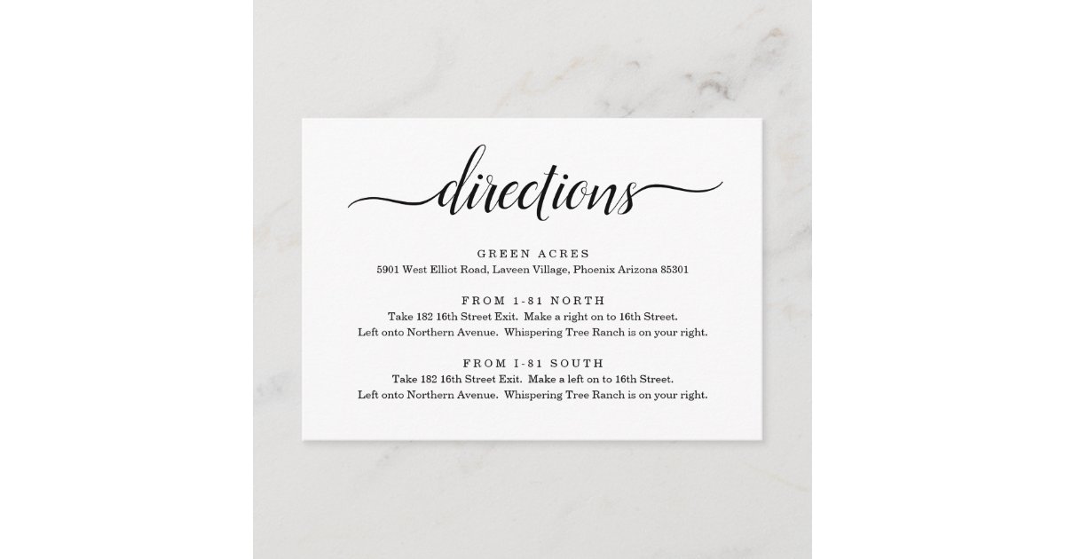 Directions Enclosure Card - Simple | Zazzle