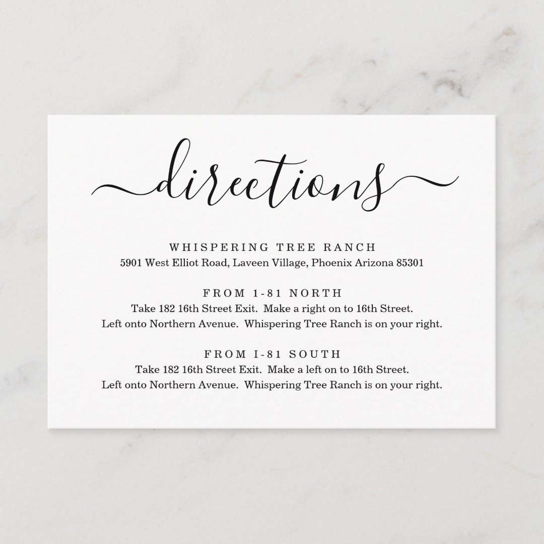 Directions Enclosure Card - Simple | Zazzle
