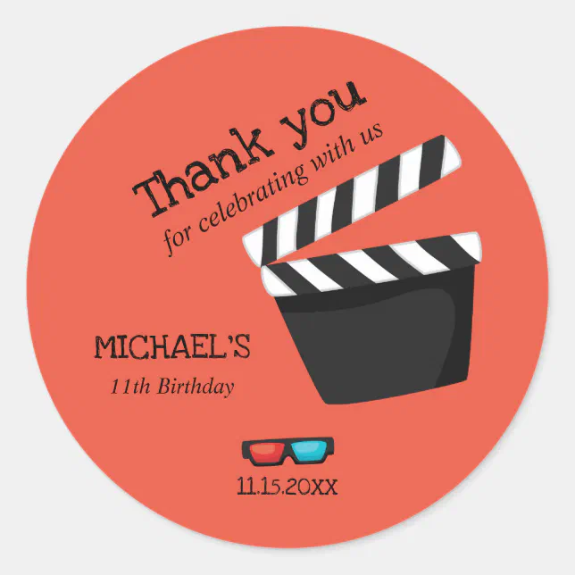 Director Action Board Movie Night Birthday Party Classic Round Sticker ...