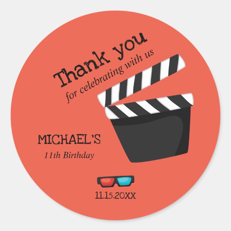 Director Action Board Movie Night Birthday Party Classic Round Sticker ...