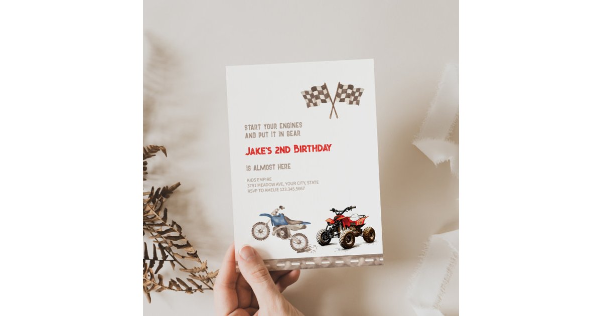 Dirt ATV Bike Dual Theme Birthday Invitation | Zazzle