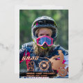Dirt Bike Motocross 2 Photo Graduation Rose Gold Foil Invitation | Zazzle