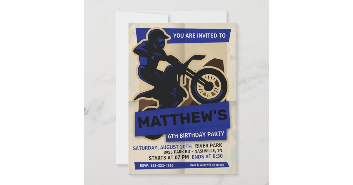 Dirt Bike Motocross Birthday Party Invitation | Zazzle