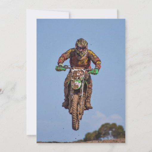 Dirt Bike Motocross PHOTO Sunburst Graduation Invitation | Zazzle