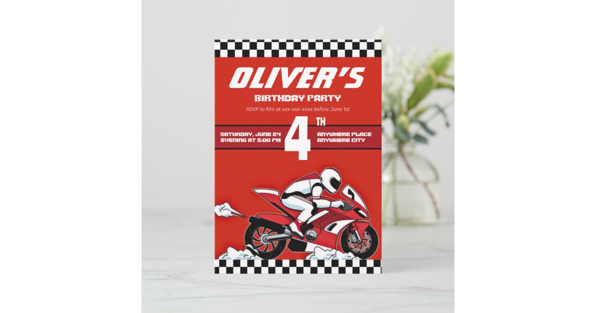 Dirt bike motocross racing boy birthday invitation | Zazzle