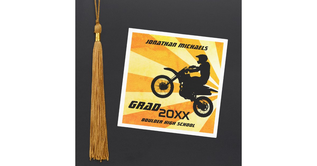 Dirt Bike Motocross Retro Sunburst Graduation Napkins | Zazzle