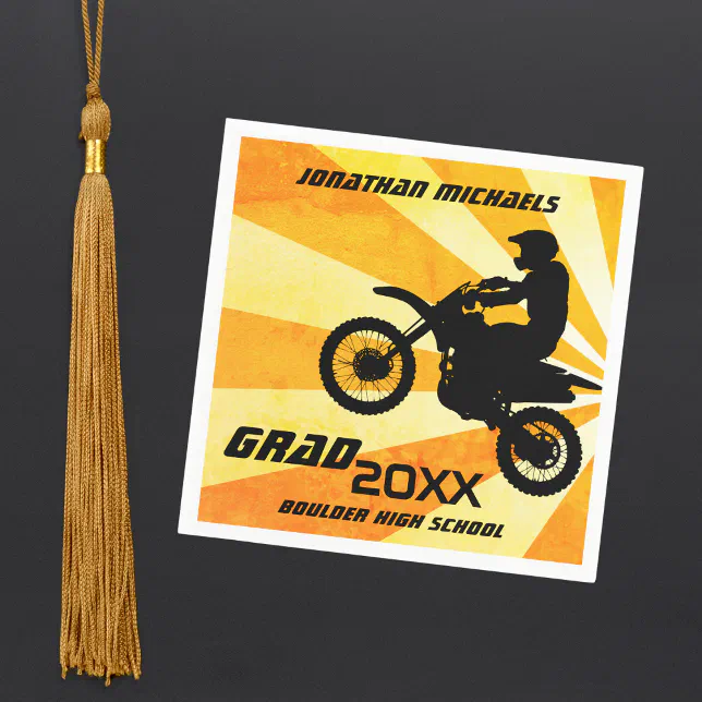 Dirt Bike Motocross Retro Sunburst Graduation Napkins | Zazzle