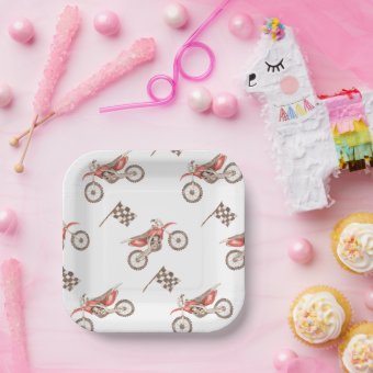Dirt Bike Party Paper Plates | Bike Paper Plates | Zazzle