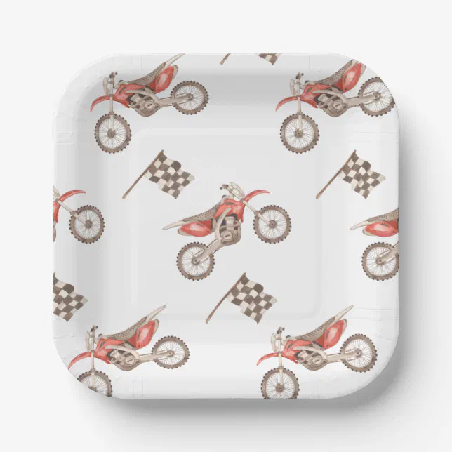 Dirt Bike Party Paper Plates | Bike Paper Plates | Zazzle
