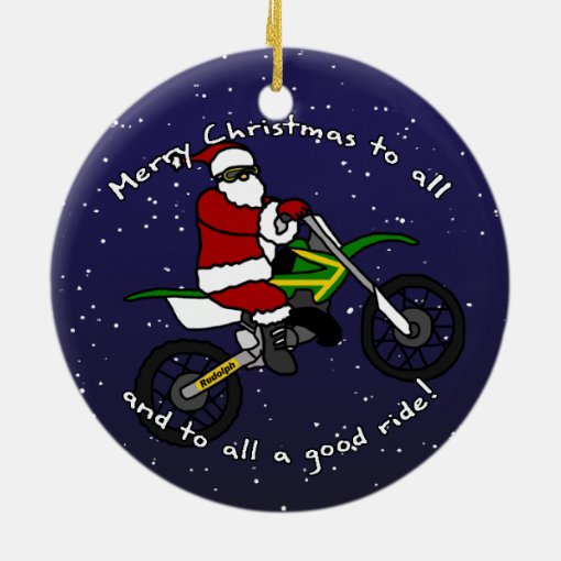 Dirt Bike Santa Christmas Ornament | Zazzle