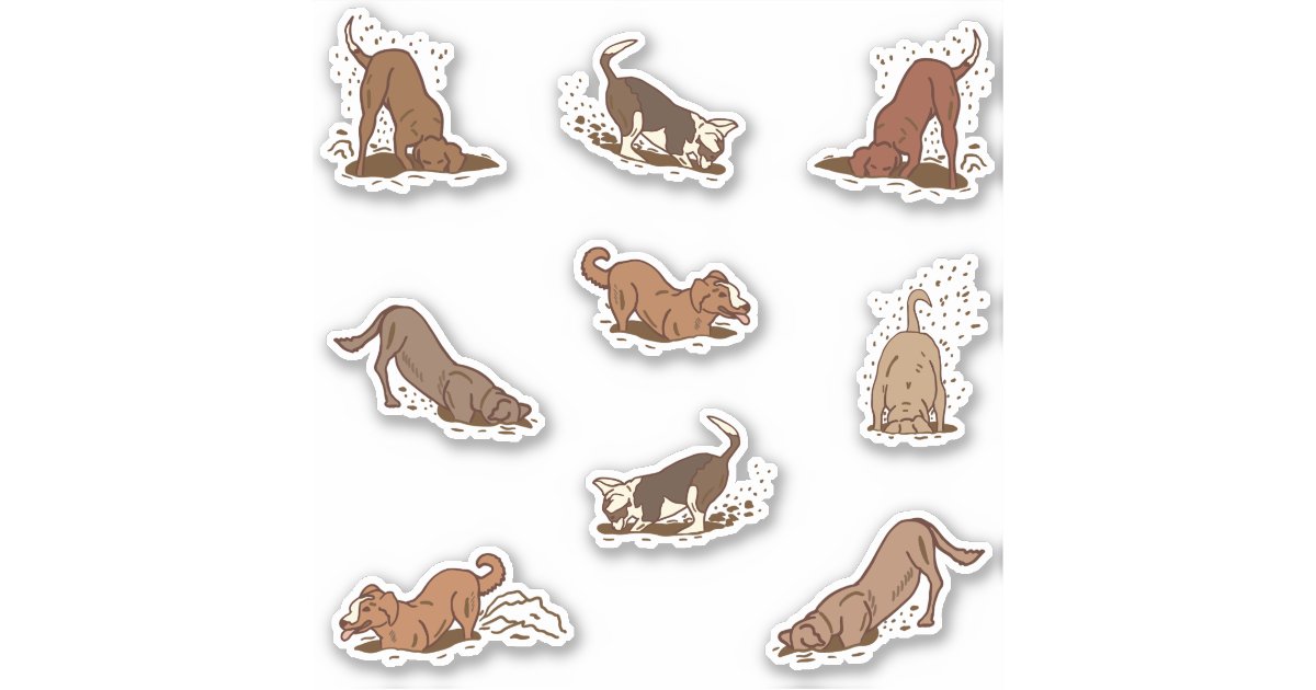 Dirt Digging Dogs - 9x custom cut. Sticker | Zazzle
