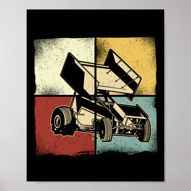 Dirt Track Racing Retro Sprint Car Sprint Car Poster | Zazzle