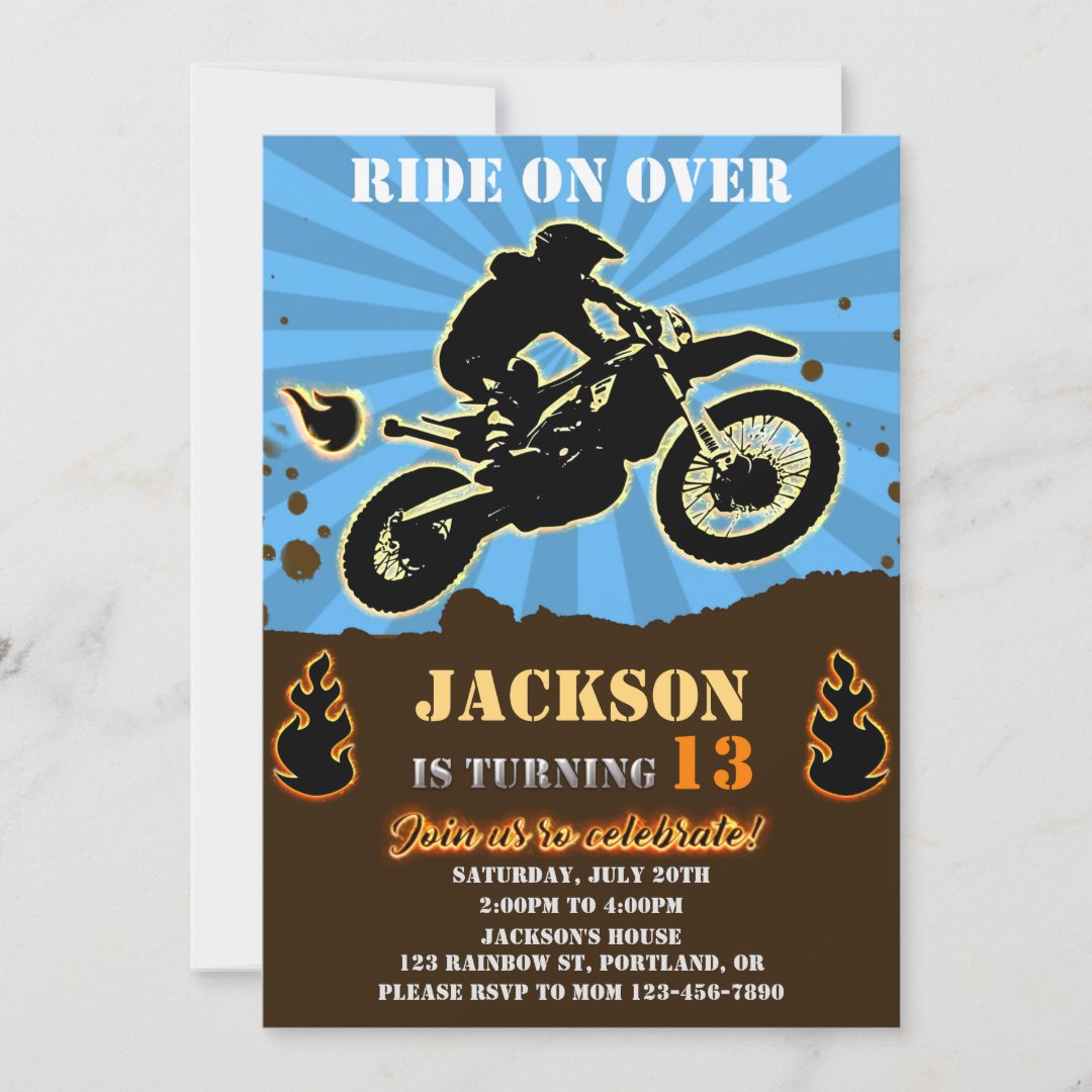 Dirtbike birthday invitation Motocross party boy | Zazzle