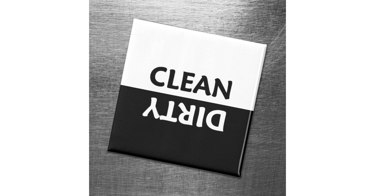 Dirty-Clean Minimalist Black and White Colorblock Magnet | Zazzle